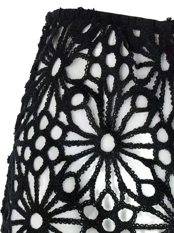 Norma Kamali Flower Crochet High Waist Trousers - Black