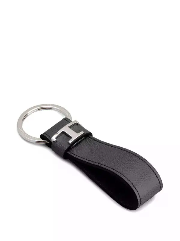 TOD'S Leather T-logo Keyring - Black