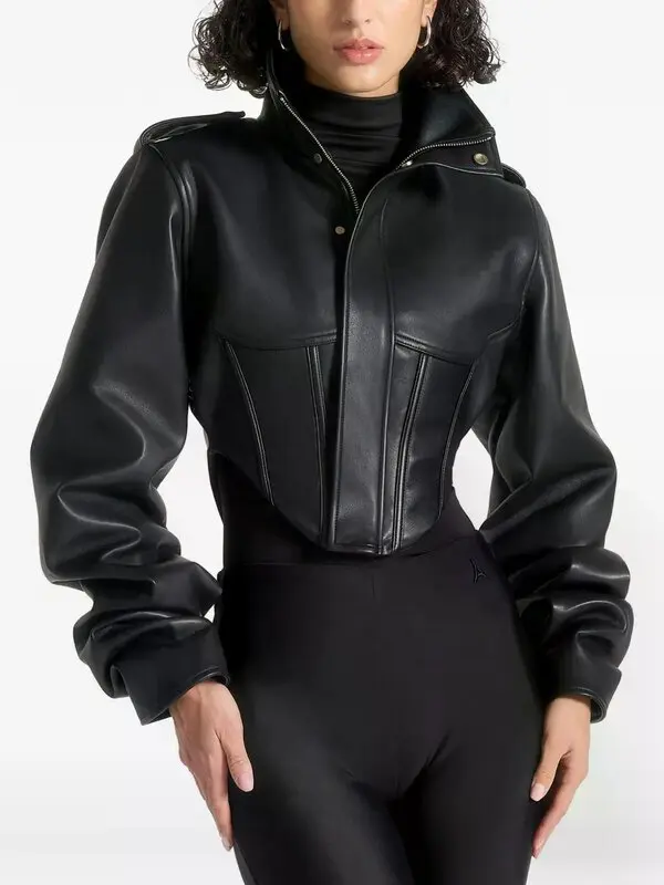 Manière De Voir Tacked-sleeve Corset Jacket - Black