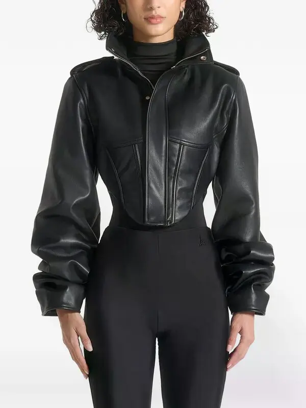 Manière De Voir Tacked-sleeve Corset Jacket - Black