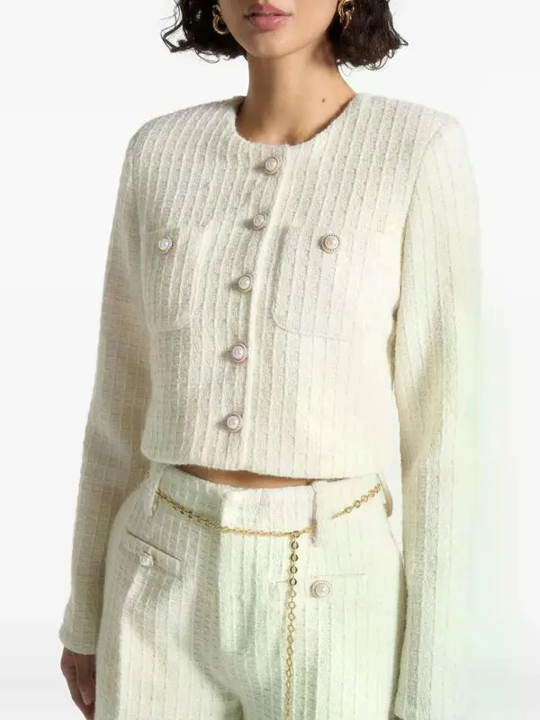 Manière De Voir Manier De Voir Celine Pearl Embellished Cropped Tweed Jacket