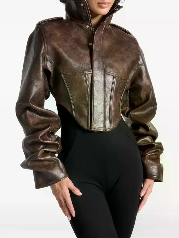 Manière De Voir Corset Detail Jacket - Brown