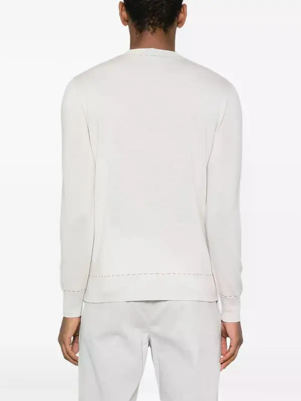 Eleventy Crew Neck Long Sleeve Sweater With Stitch Detail