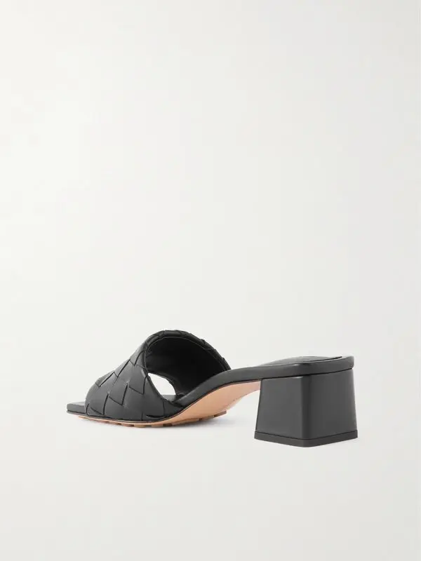 Bottega Veneta Riva Intrecciato Leather Mules - Black