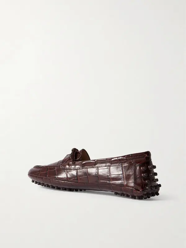 Le Monde Beryl Croc-effect Leather Loafers - Brown