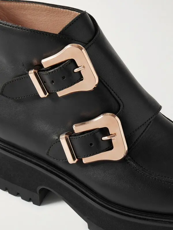 Gabriela Hearst Apollo Buckled Leather Ankle Boots - Black