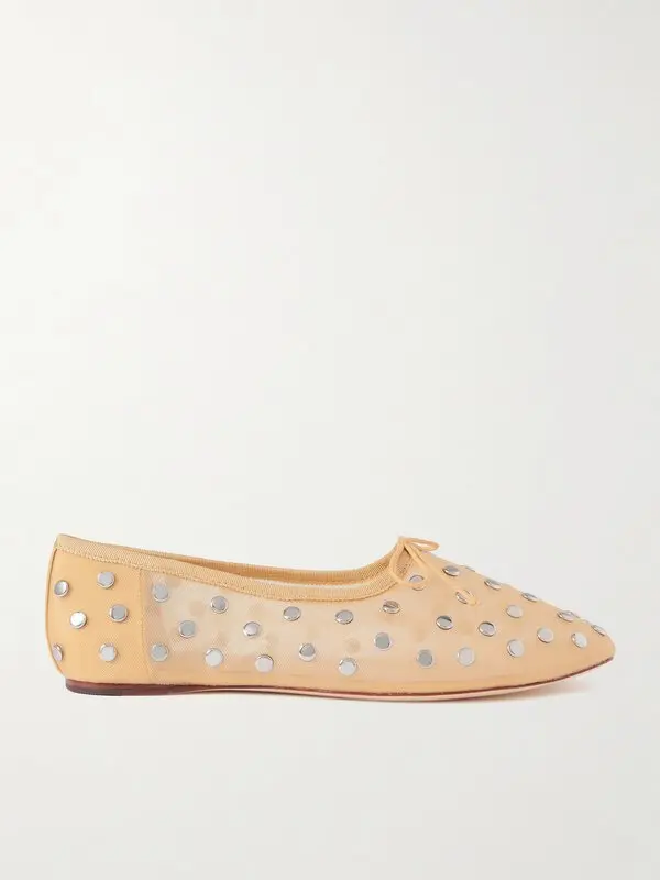 LOEFFLER RANDALL Landon Embellished Mesh Ballet Flats - Neutrals