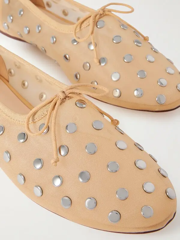 LOEFFLER RANDALL Landon Embellished Mesh Ballet Flats - Neutrals