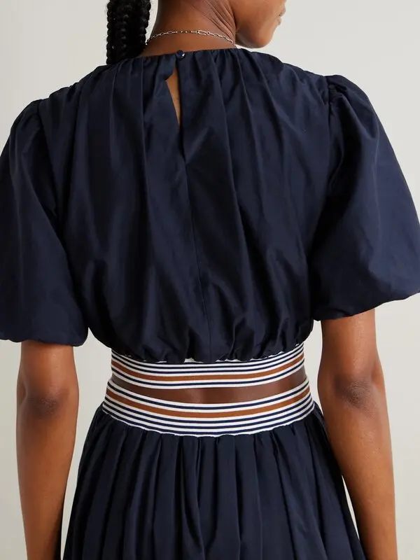 Veronica Beard Gabriela Cropped Striped Cotton And Silk-blend Blouse