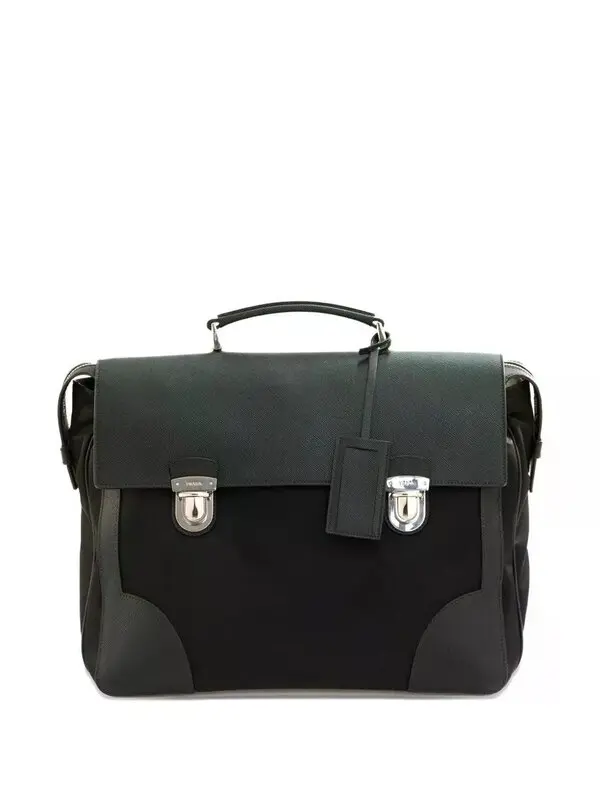 Prada Leather Flap-closure Briefcase - Black