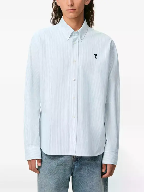AMI Paris De Coeur Cotton Buttoned Shirt - Blue