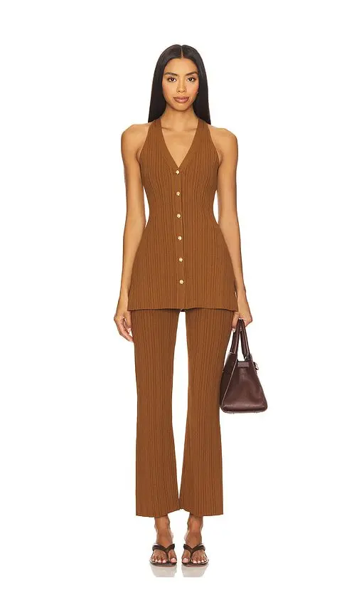 Veronica Beard Dax Knit Vest - Brown