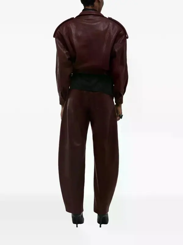 DUCIE Grained Leather Belted Jacket