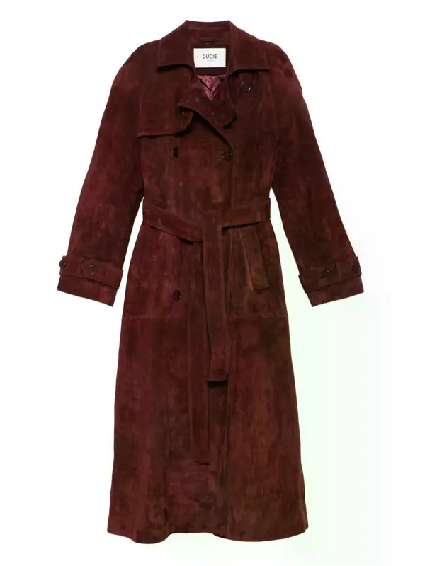 DUCIE Corrin Suede Trench Coat - Red