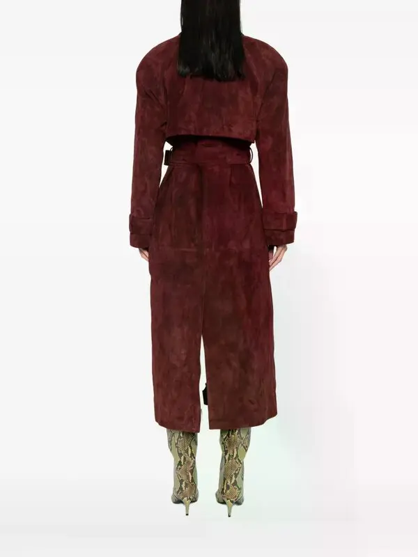 DUCIE Corrin Suede Trench Coat - Red