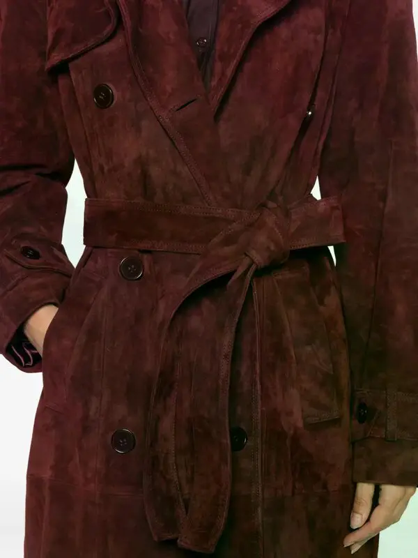 DUCIE Corrin Suede Trench Coat - Red