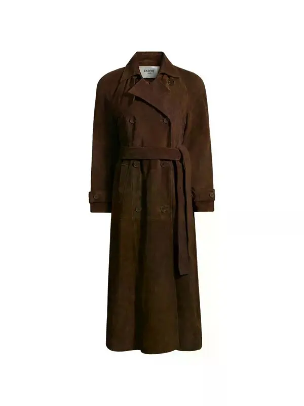 DUCIE Corrin Suede Trench Coat - Brown