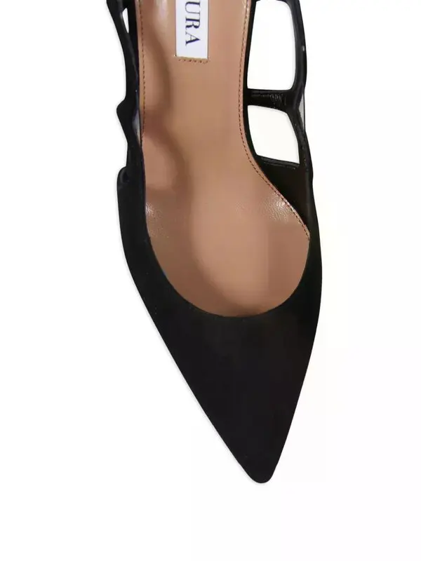 AQUAZZURA Suede Cut-out Slingback Pumps - Black