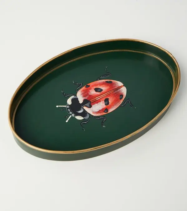 LES-OTTOMANS Hand-painted Tray - Green