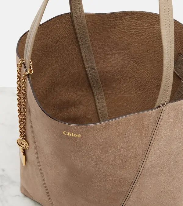Chloé Spin Medium Suede Tote - Beige