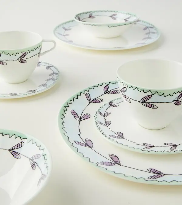 SERAX Midnight Flowers Blossom Milk Porcelain Breakfast Set Marni