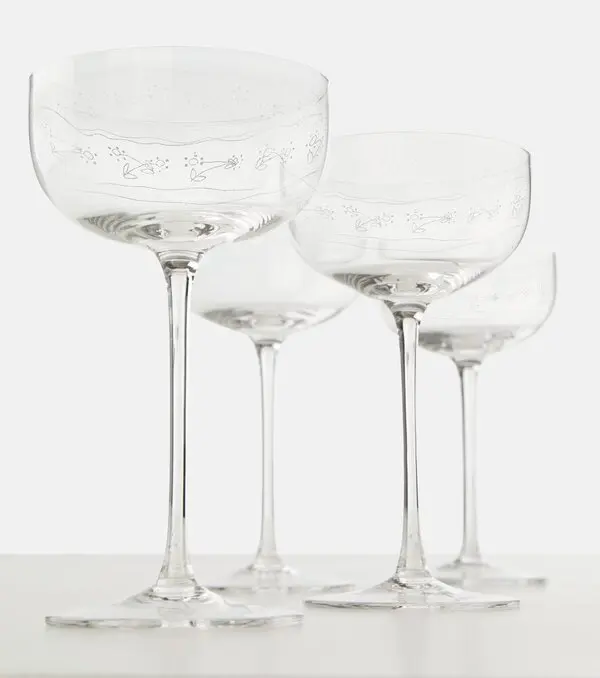 SERAX Midnight Flowers Anemone Vaniglia Set Of 4 Champagne Glasses Marni