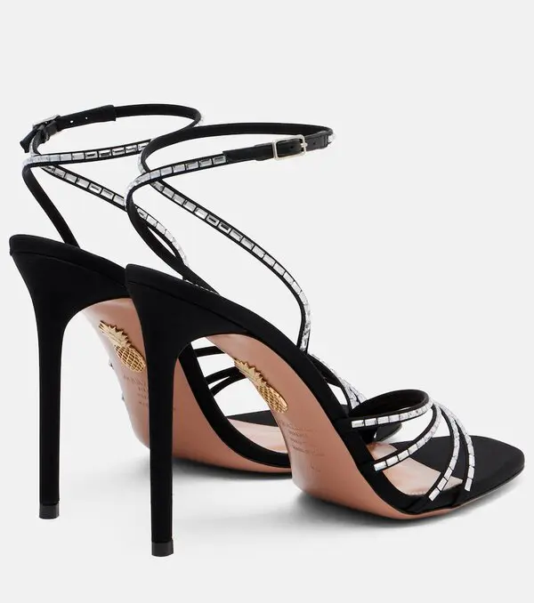 AQUAZZURA Misticia 105 Embellished Satin Sandals