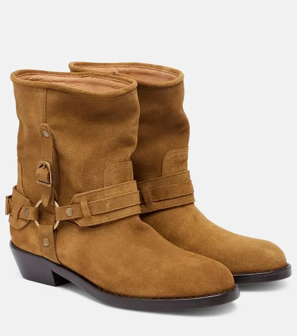 Isabel Marant Étoile Suede Ankle Boots With Buckle Fastening - Brown