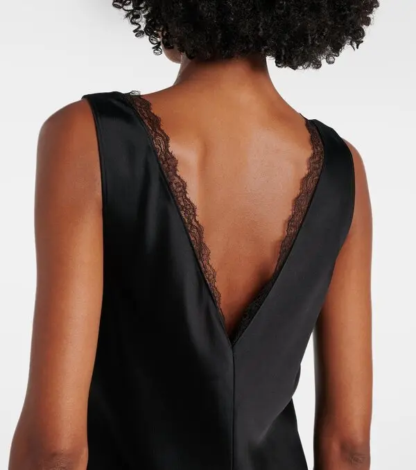 LESET Barb Lace-trimmed Satin Minidress - Black