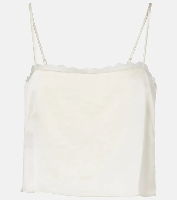 LESET Barb Cropped Lace Trimmed Camisole - Beige