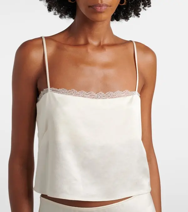 LESET Barb Cropped Lace Trimmed Camisole