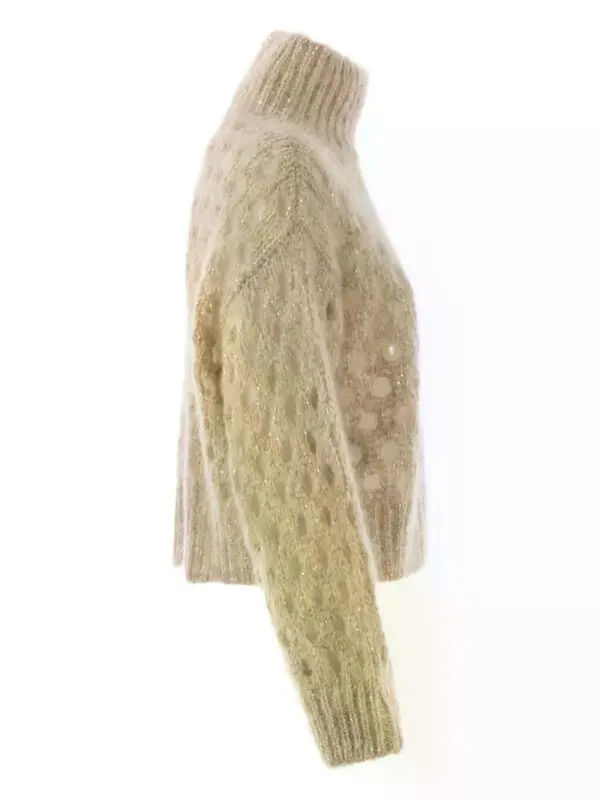 Brunello Cucinelli High-neck Sequin-embellished Knit Sweater