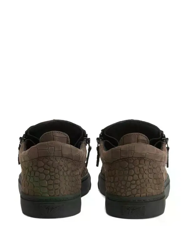 GIUSEPPE ZANOTTI Frankie Crocodile-effect Zip Sneakers - Brown