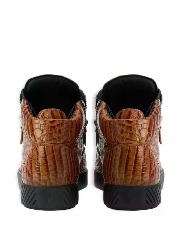 GIUSEPPE ZANOTTI Kriss Crocodile-effect Zip-up High-top Trainers - Brown
