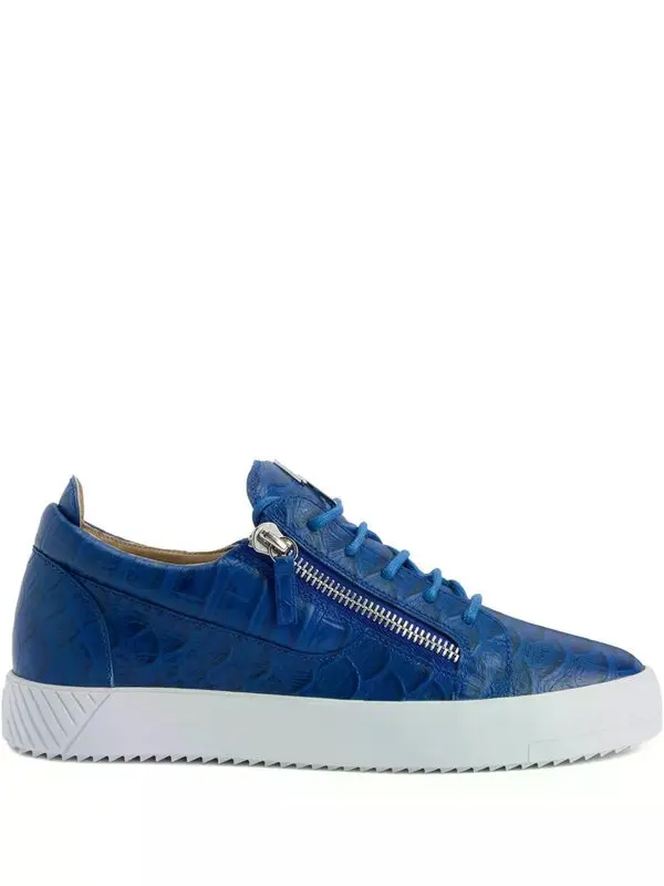 GIUSEPPE ZANOTTI Frankie Crocodile-effect Zip Sneakers - Blue