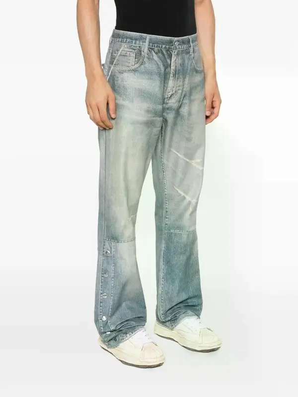 PURPLE BRAND Button-fastening Distressed Jeans