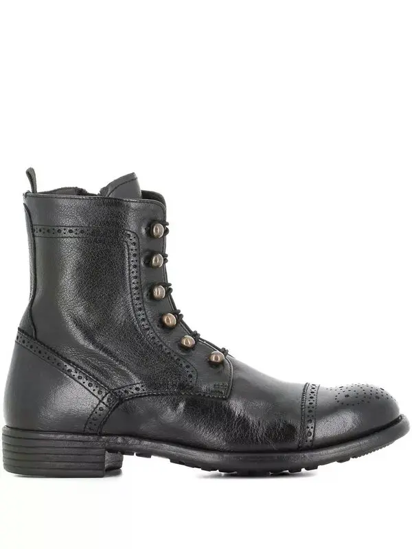 Officine Creative Leather Brogue Lace-up Boots - Black