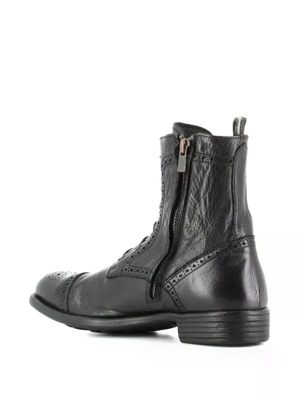 Officine Creative Leather Brogue Lace-up Boots - Black