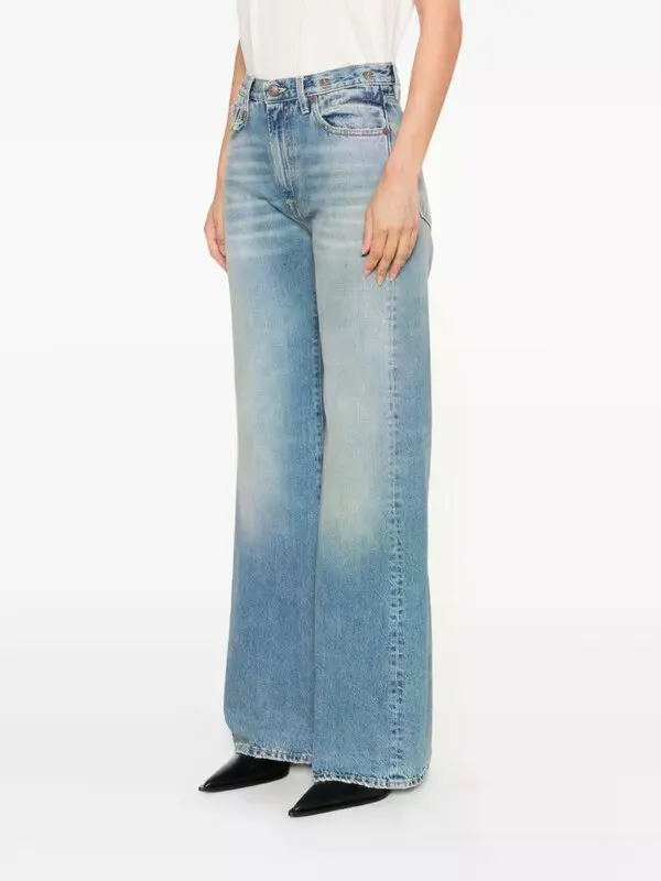 R13 Embroidered Pocket Wide Leg Jeans