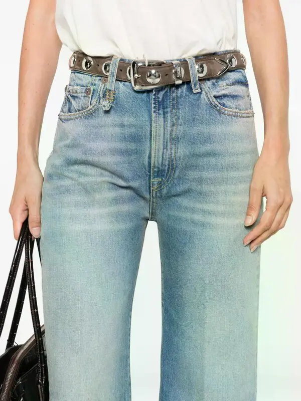 R13 Embroidered Pocket Wide Leg Jeans