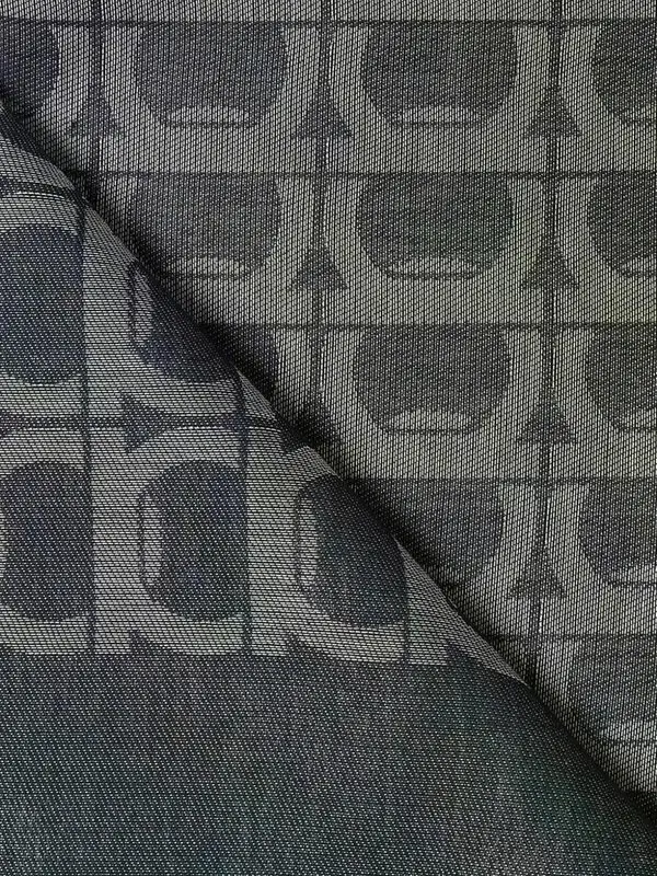 FERRAGAMO Gancini-pattern Fringed Scarf - Grey