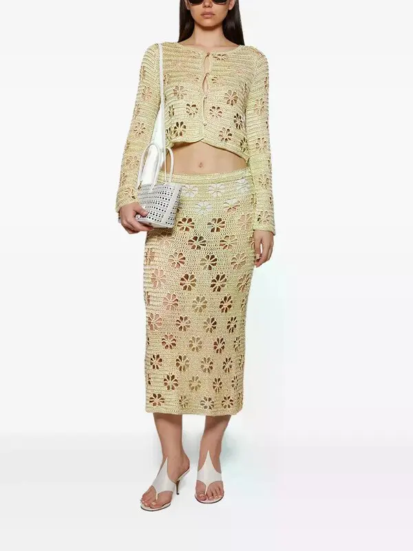 Calle Del Mar Floral Crochet Cardigan - Neutrals