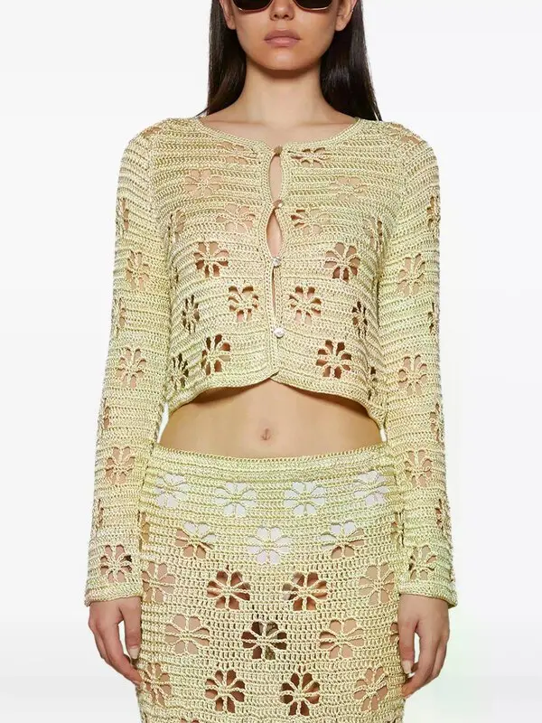 Calle Del Mar Floral Crochet Cardigan - Neutrals