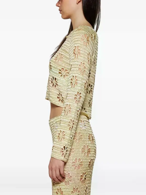 Calle Del Mar Floral Crochet Cardigan - Neutrals