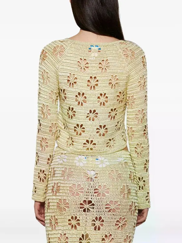 Calle Del Mar Floral Crochet Cardigan - Neutrals