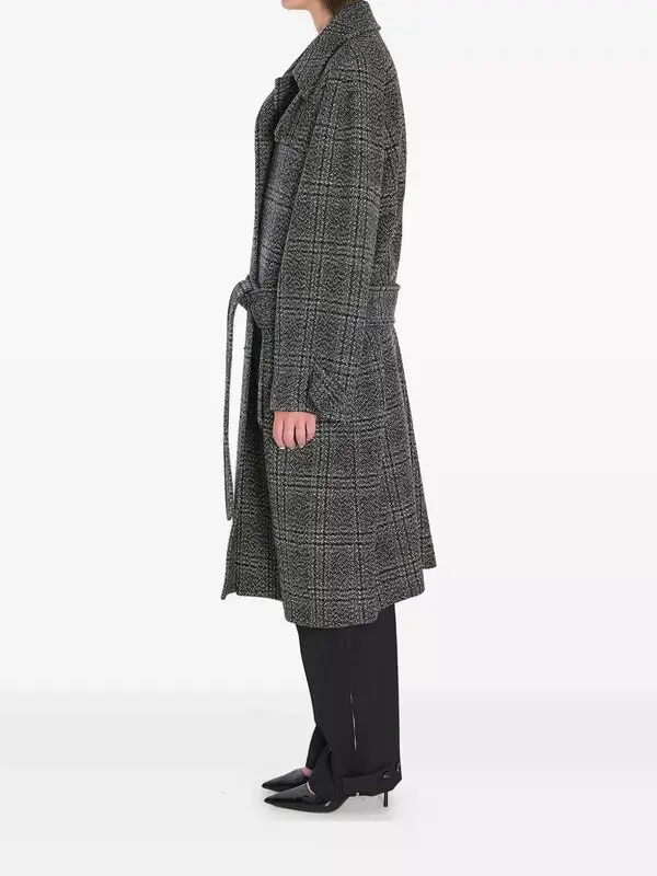 Balenciaga One Layer Checked Belted Coat
