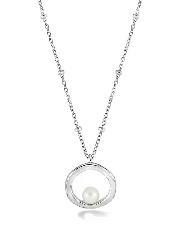 DOWER & HALL Open Circle Pearl Necklace - Silver
