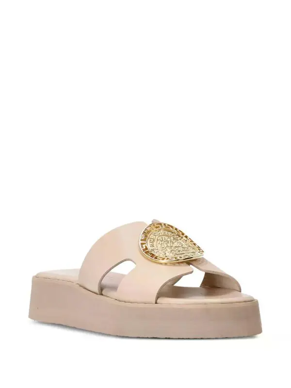 KOTRIS SANDALS Platform Leather Medallion Sandals - Neutrals