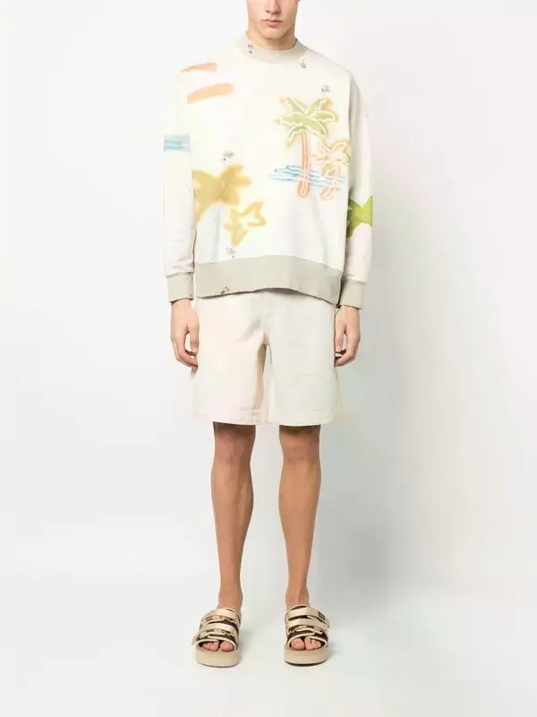 Palm Angels Sprayed Palm-print Cotton Sweatshirt