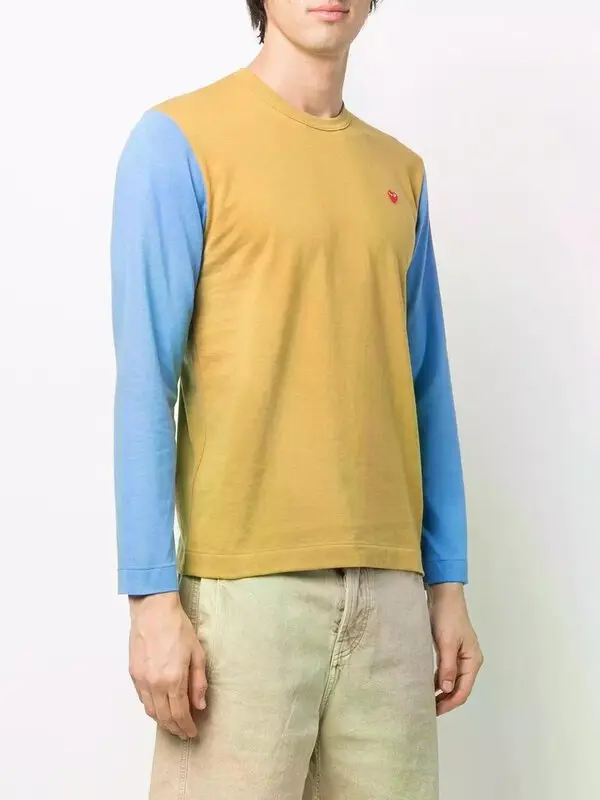 Play Comme Des Garcon Logo-embroidered Colour-block T-shirt - Green